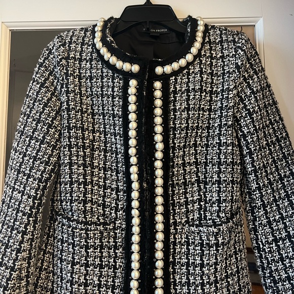 Boston Proper | Jackets & Coats | Boston Proper Black And White Tweed ...